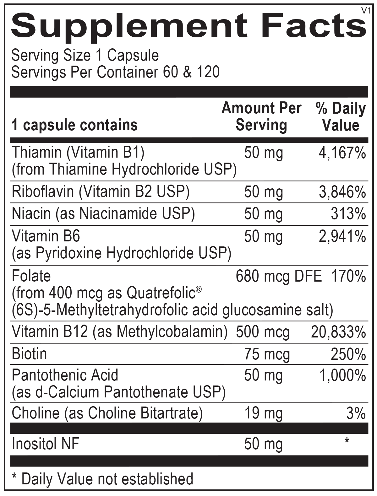Ortho Molecular Methyl B Complex 60 Capsules The Natural